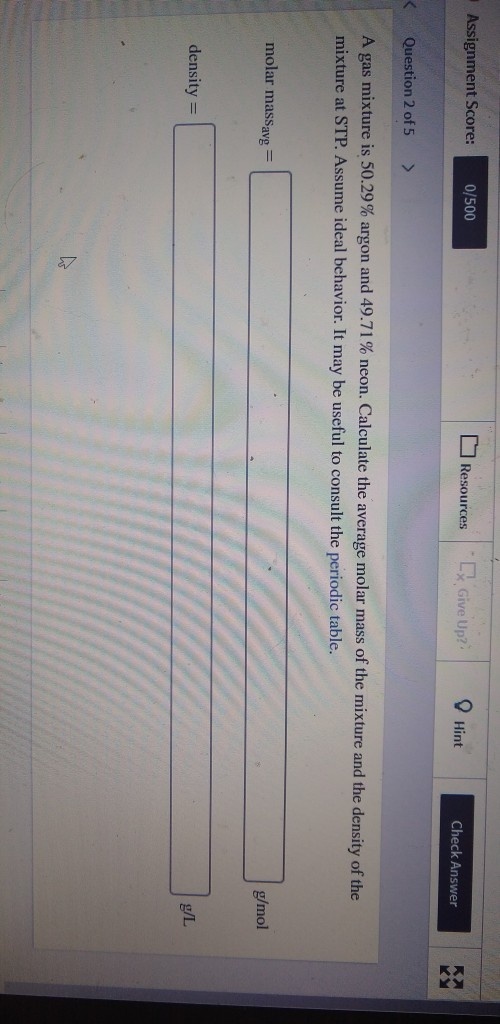 Solved Assignment Score: 0/500 Resources Lx Give Up? Hint | Chegg.com