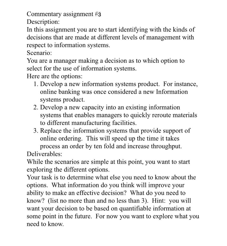 Solved Commentary assignment #3 Description: In this | Chegg.com