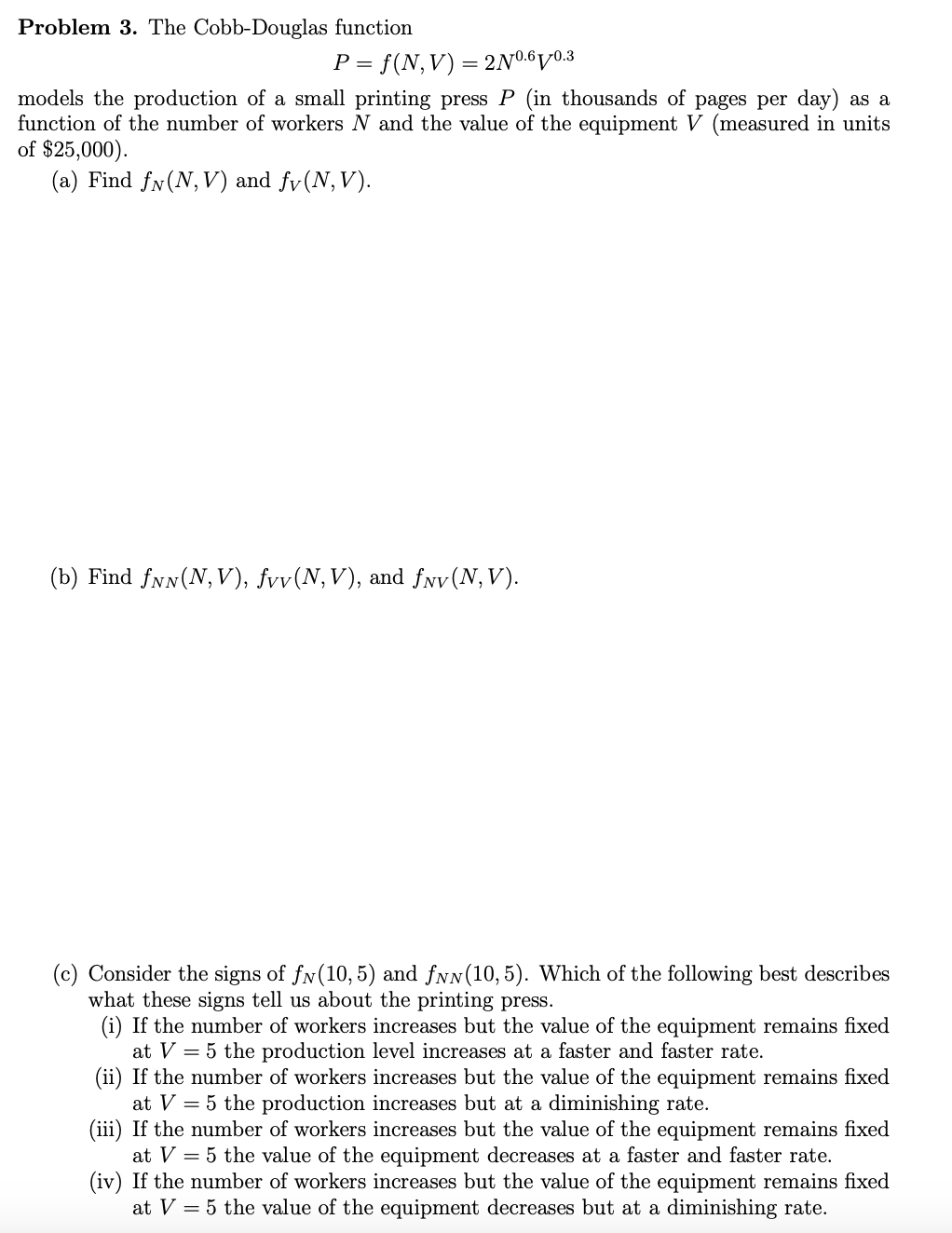 Solved Problem 3. The Cobb-Douglas function | Chegg.com