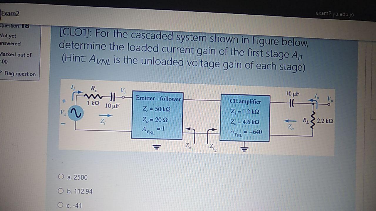 Solved exam2.yu.edu.jo Exam2 Question 18 Not yet answered | Chegg.com