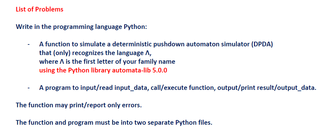 Solved List of Problems Write in the programming language | Chegg.com