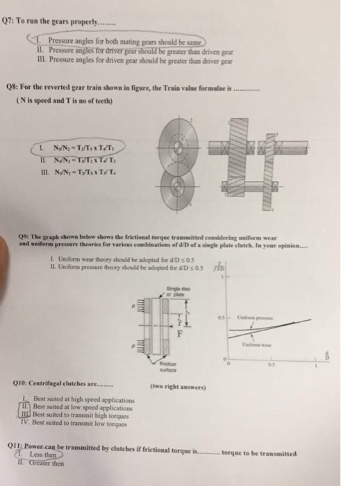Solved 07: To run the gears properly. Pressure angles for | Chegg.com