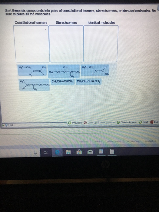 Solved Sort these six compounds into pairs of constitutional | Chegg.com