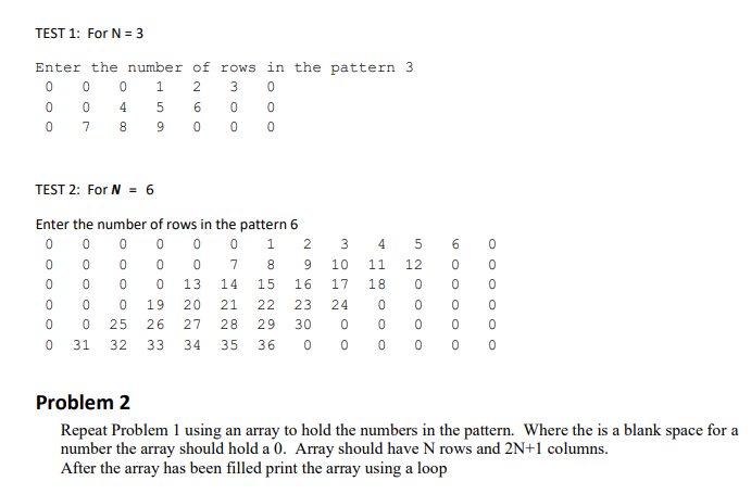 Solved print the above patterns for different values of N | Chegg.com