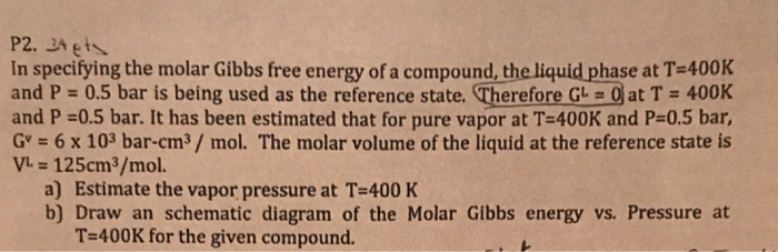 Solved In specifying the molar Gibbs free energy of a | Chegg.com