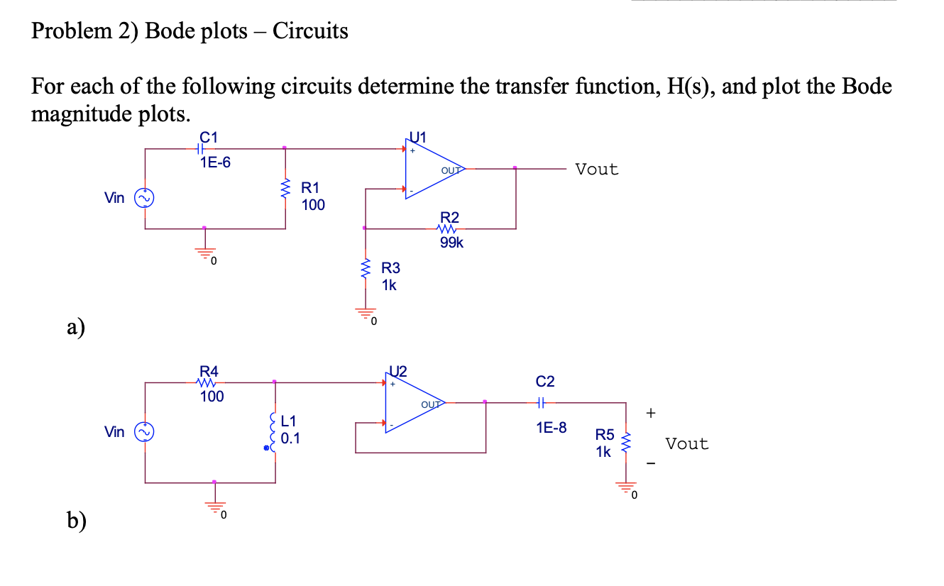 Solved Problem 2) Bode plots – Circuits For each of the | Chegg.com