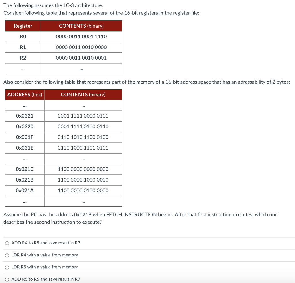 Solved The following assumes the LC-3 architecture. Consider | Chegg.com