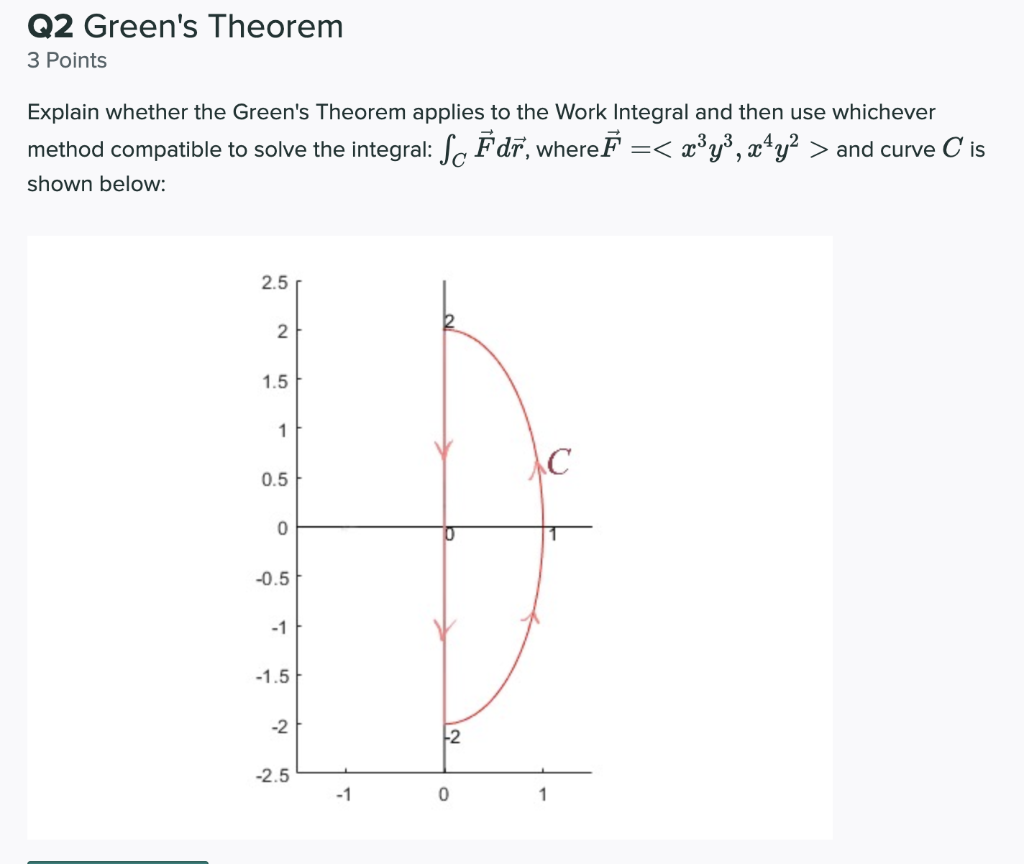 Solved Q2 Green's Theorem 3 Points Explain whether the | Chegg.com