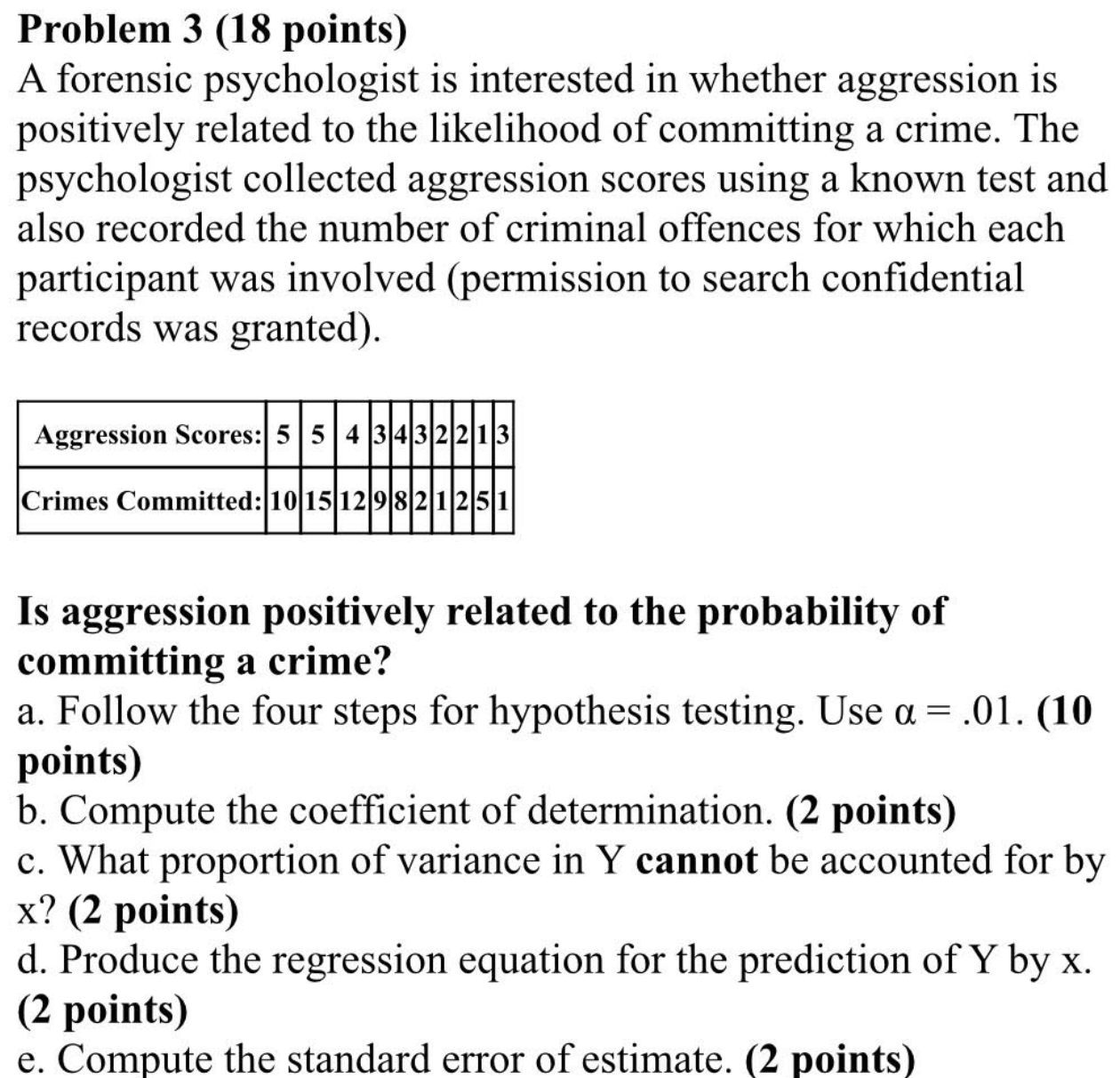 Solved Problem 3 (18 points) A forensic psychologist is | Chegg.com