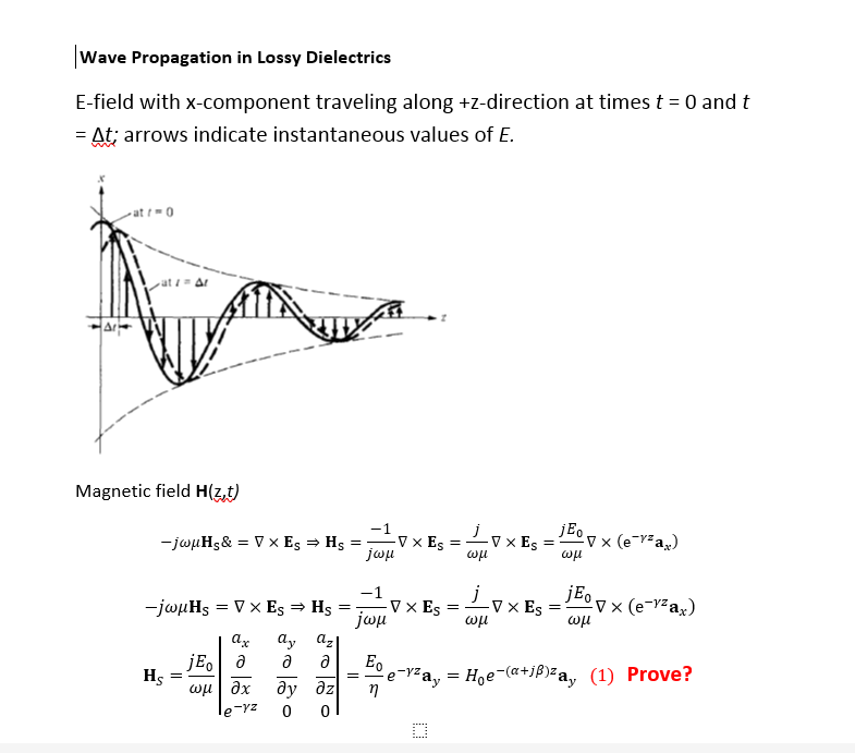 Solved Wave Propagation in Lossy Dielectrics E-field with | Chegg.com