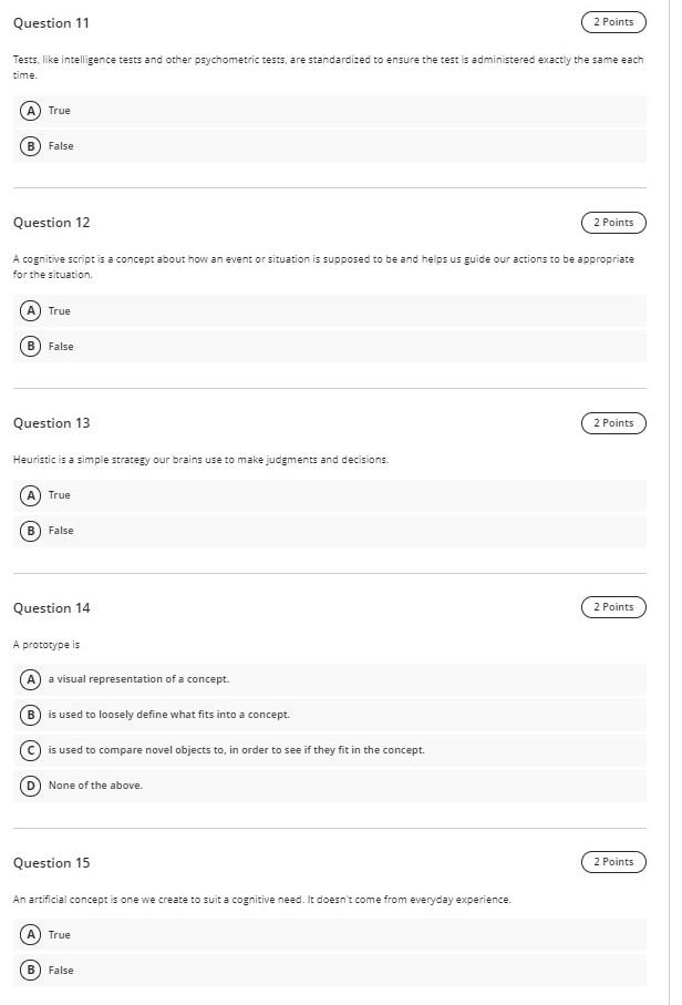 Solved Question 11 2 Points Tests, like intelligence tests | Chegg.com