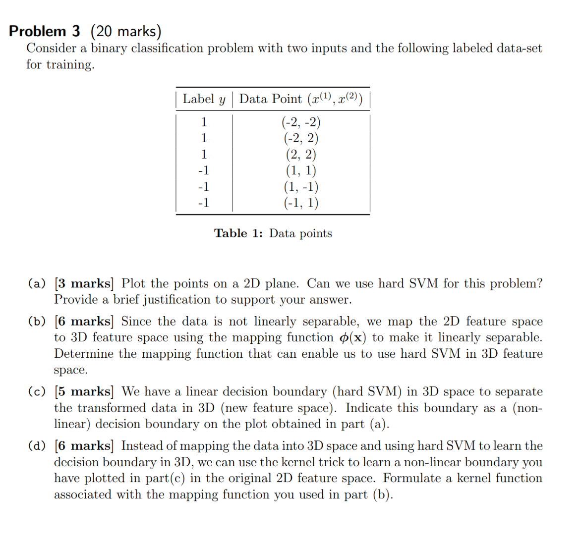 Solved Problem 3 (20 marks)Consider a binary classification | Chegg.com Solved Problem 3 (20 marks)Consider a binary classification | Chegg.com