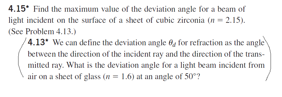Solved 4.15* Find the maximum value of the deviation angle | Chegg.com