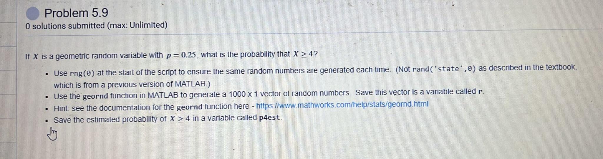 Solved If X is a geometric random variable with p=0.25, what | Chegg.com