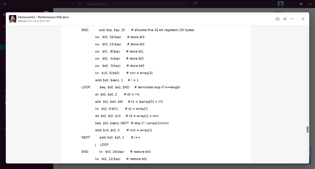 Search CSC1250 Homework1 - Performance+ISA.docx Ahmad | Chegg.com