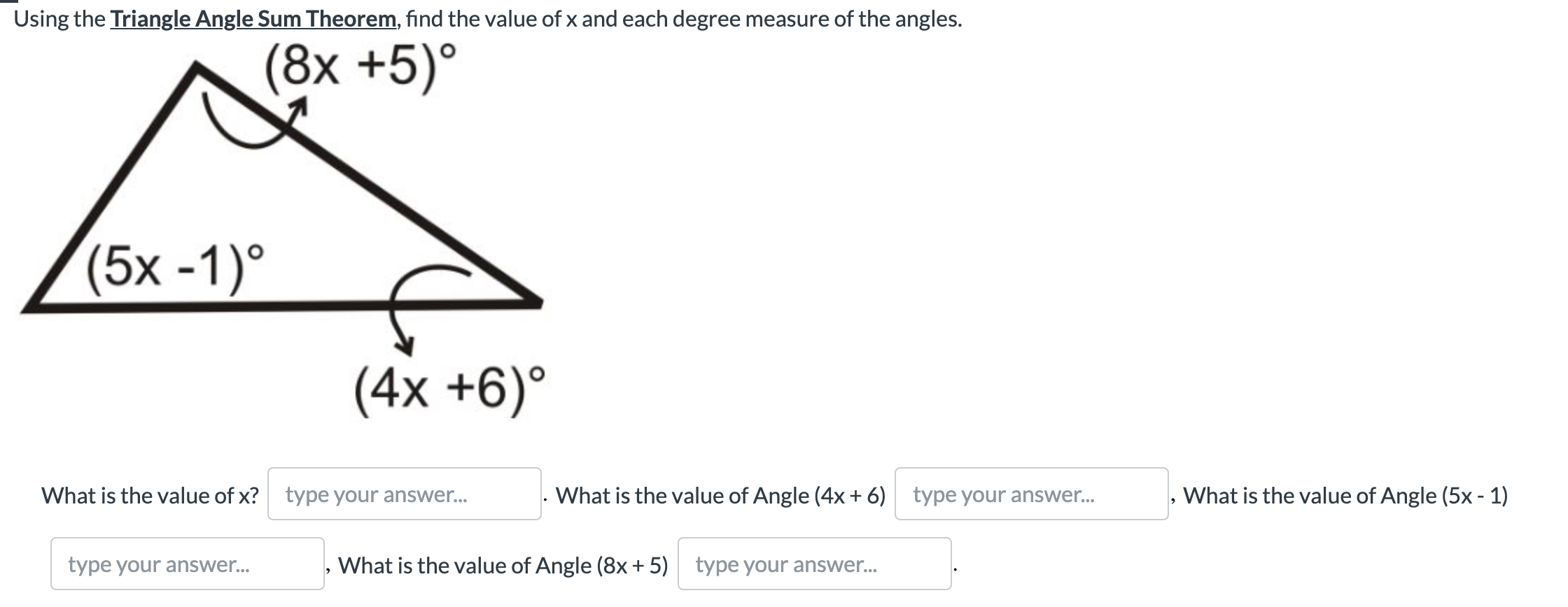 Solved Using the Triangle Angle Sum Theorem, find the value | Chegg.com