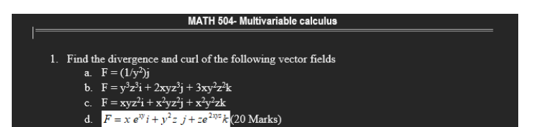 Solved MATH 504- Multivariable calculus 1. Find the | Chegg.com