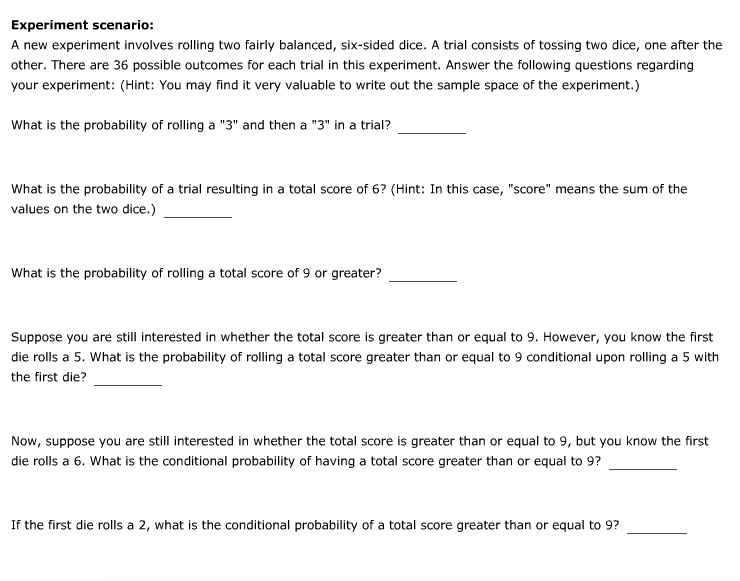 Solved Experiment scenario: A new experiment involves | Chegg.com
