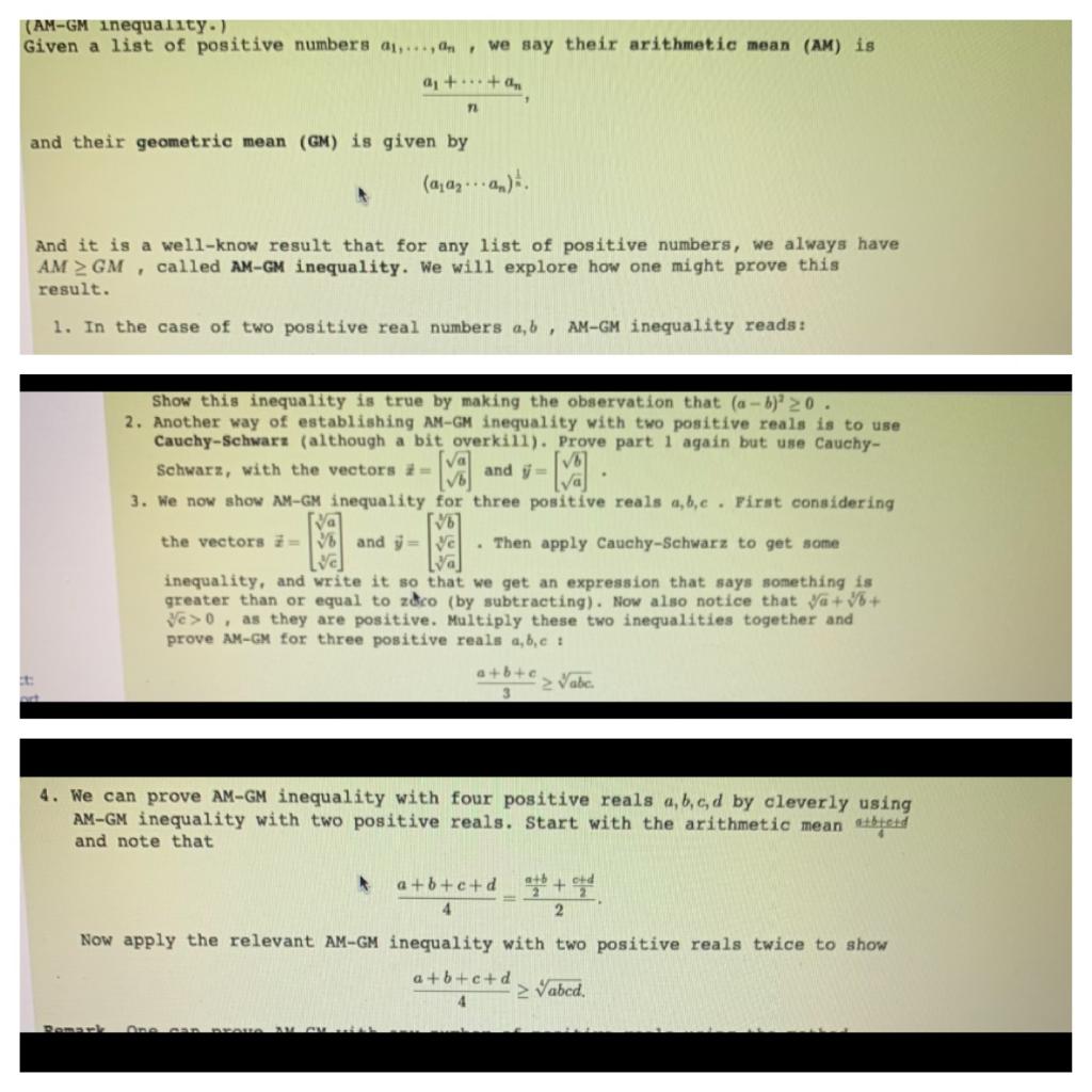 Solved (AM-GM inequality.) Given a list of positive numbers | Chegg.com