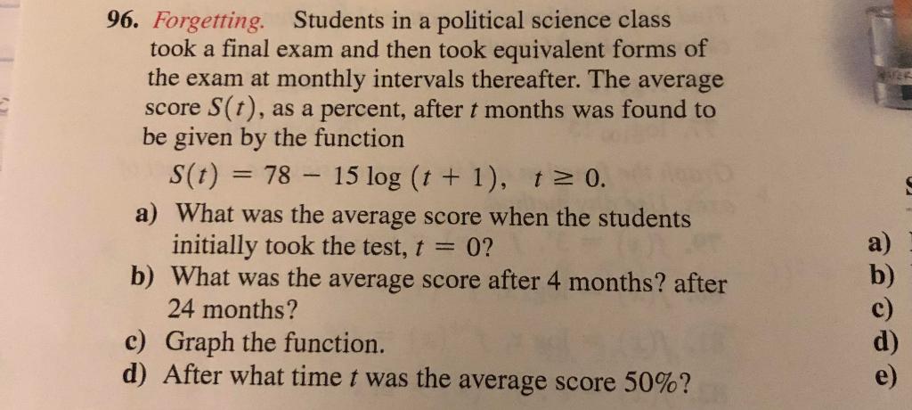 Solved 96. Forgetting. Students in a political science class | Chegg.com Solved 96. Forgetting. Students in a political science class | Chegg.com