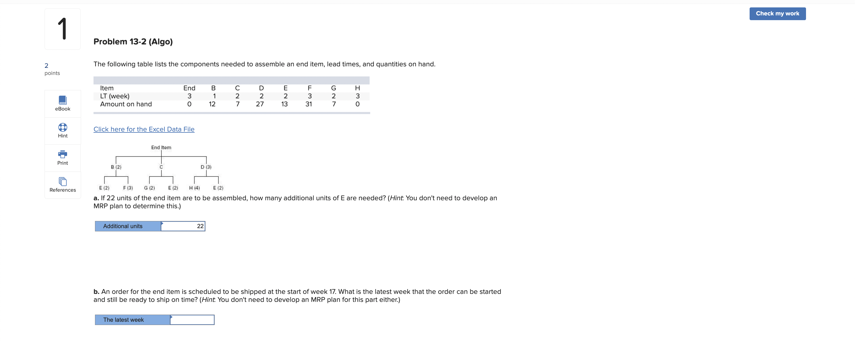The following table lists the components needed to | Chegg.com