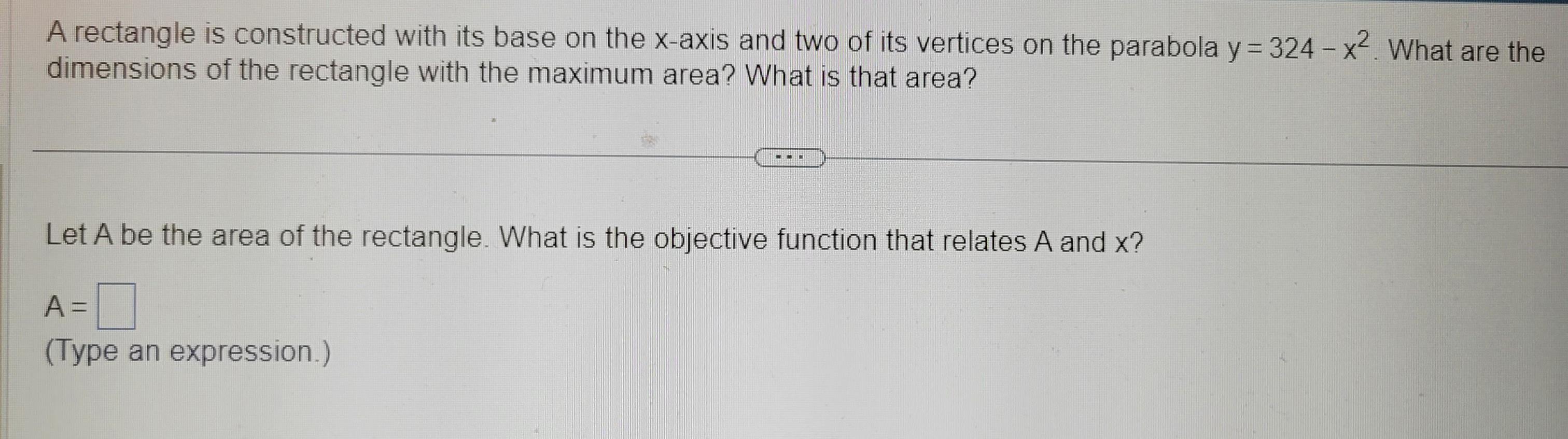 [Solved]: A rectangle is constructed with its base on the