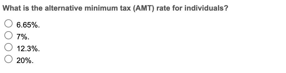 Solved What is the alternative minimum tax (AMT) rate for | Chegg.com
