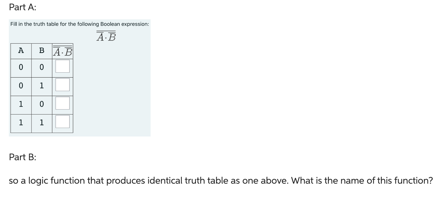 Solved Fill in the truth table for the following Boolean | Chegg.com