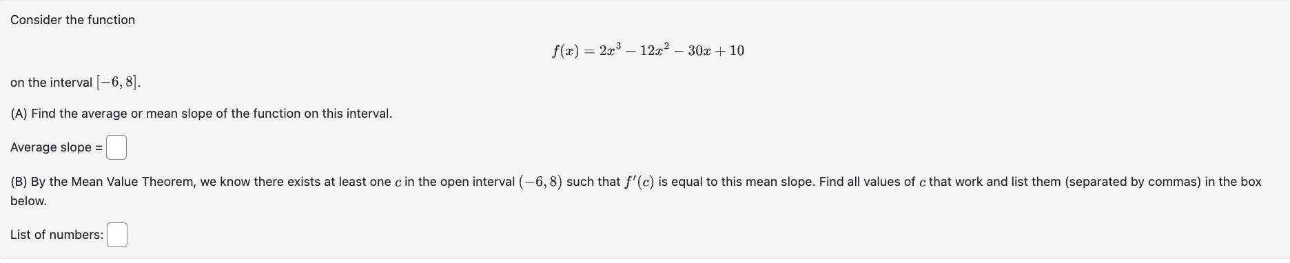 Solved Consider the functionf(x)=2x3-12x2-30x+10on the | Chegg.com