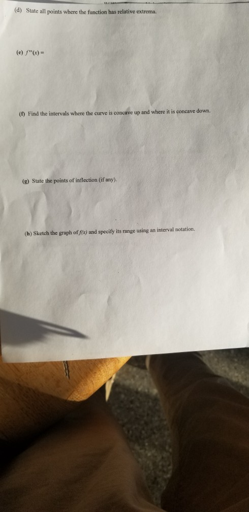 Solved (d) State all points where the function has relative | Chegg.com
