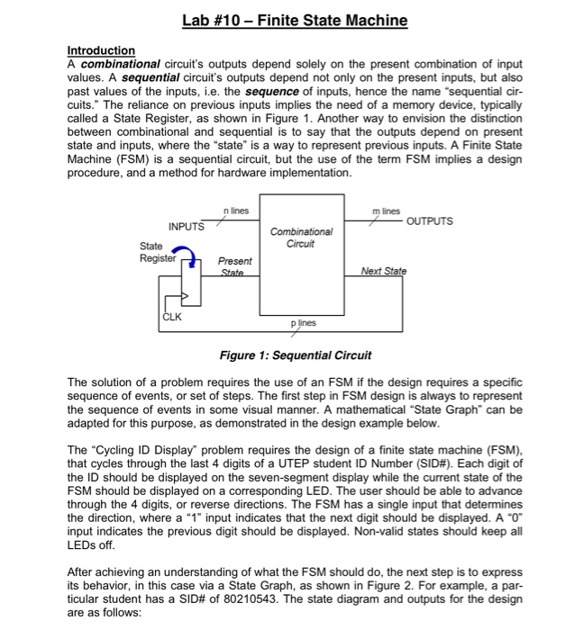 Solved Lab 10 Finite State Machine Introduction A