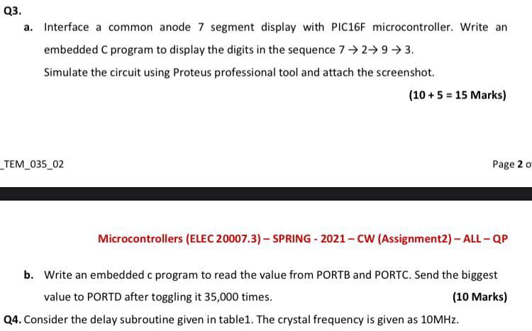 Solved Q3. a. Interface a common anode 7 segment display | Chegg.com