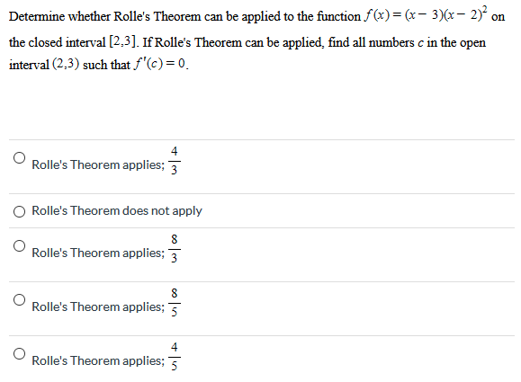 Solved Determine whether Rolle's Theorem can be applied to | Chegg.com