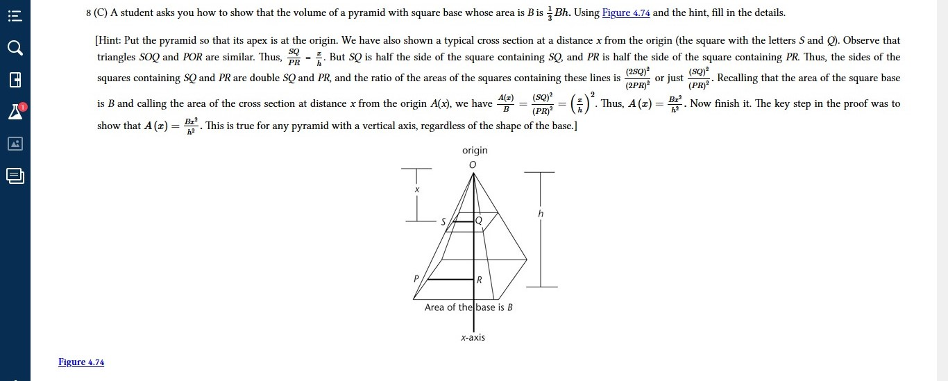 Solved 8 (C) A student asks you how to show that the volume | Chegg.com