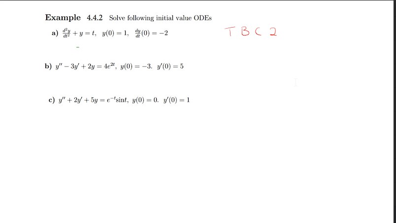 Solved Example 442 Solve Following Initial Value Odes A 
