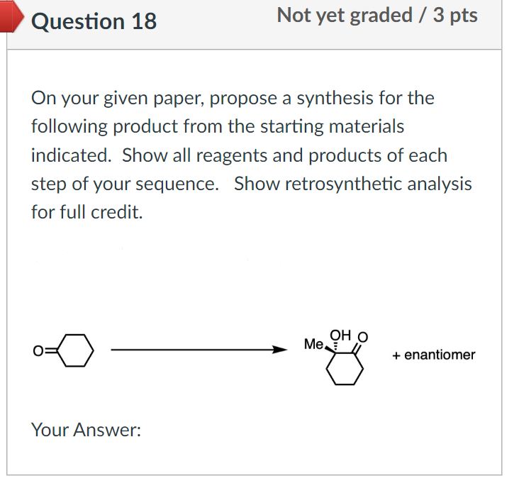 Solved On your given paper, propose a synthesis for the | Chegg.com