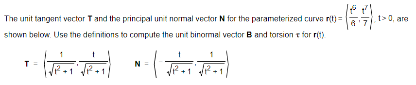 Solved The unit tangent vector T and the principal unit | Chegg.com