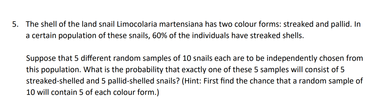 Solved 5. The shell of the land snail Limocolaria | Chegg.com