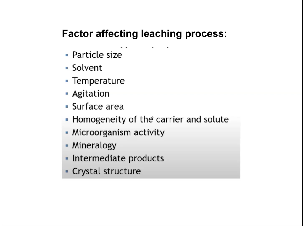 Solved Factor affecting leaching process: Particle size - | Chegg.com