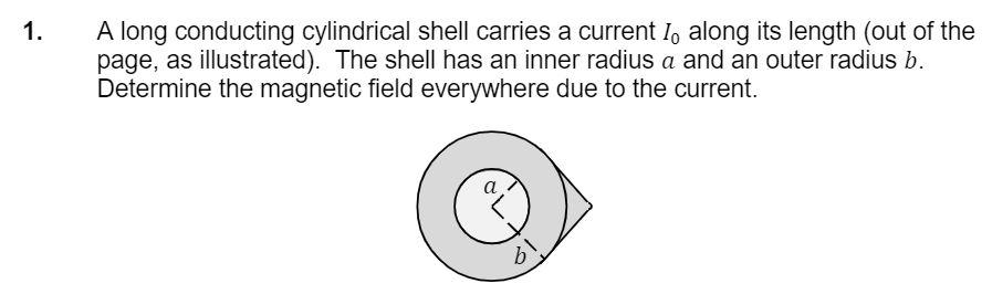 Solved 1. A long conducting cylindrical shell carries a | Chegg.com