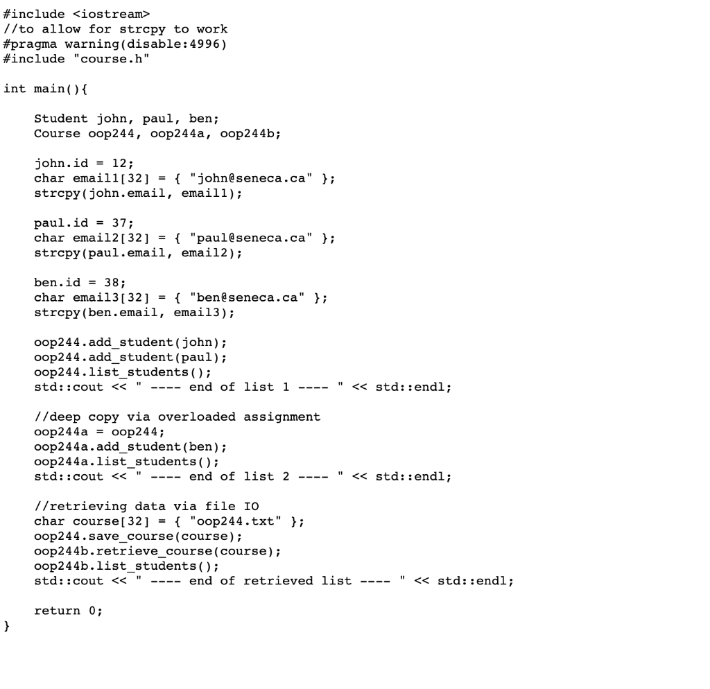 Solved For this workshop, you will work with the provided | Chegg.com