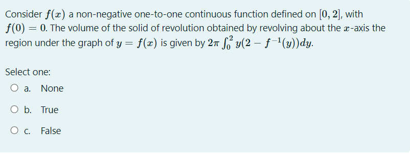 Solved Consider f(x) a non-negative one-to-one continuous | Chegg.com