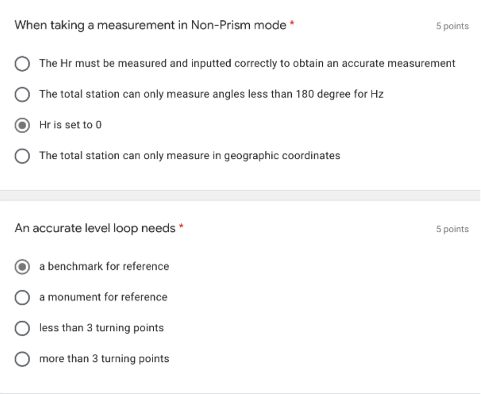 Solved When taking a measurement in Non-Prism mode * 5 | Chegg.com