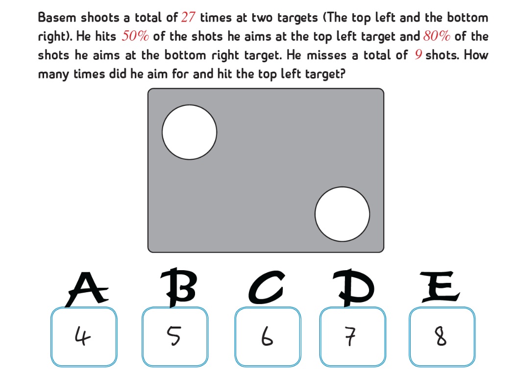 [Solved]: Basem shoots a total of 27 times at two targets