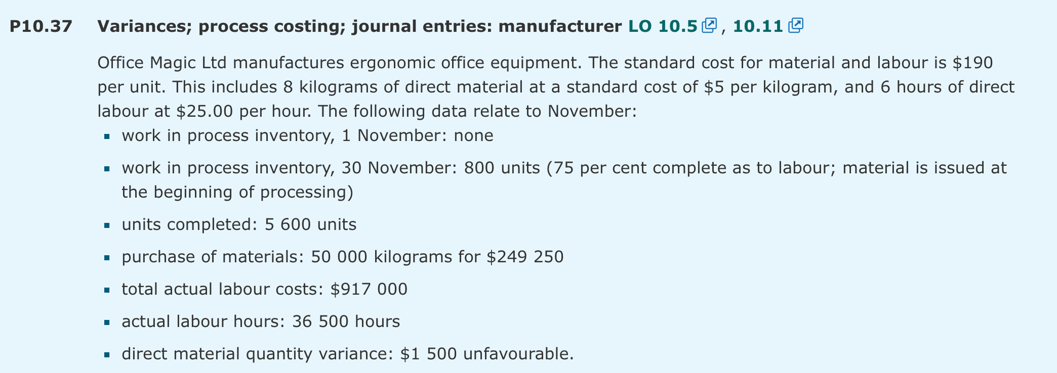 Solved P10.37 Variances; process costing; journal entries: | Chegg.com