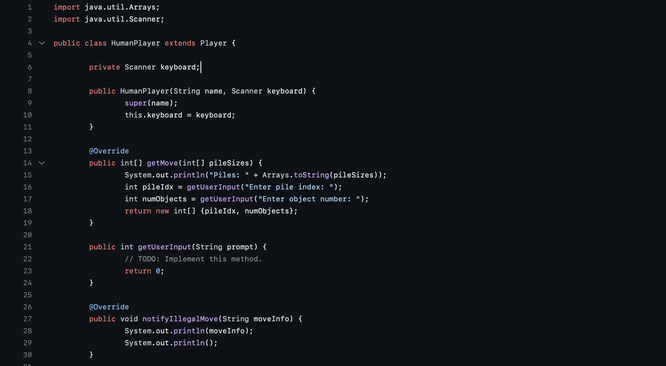 Solved @override public void notifyopponentMove(String name, | Chegg.com