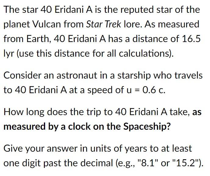 Solved The star 40 Eridani A is the reputed star of the | Chegg.com
