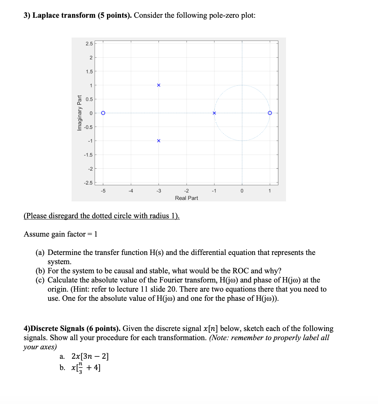 Solved 3) Laplace transform (5 points). Consider the | Chegg.com