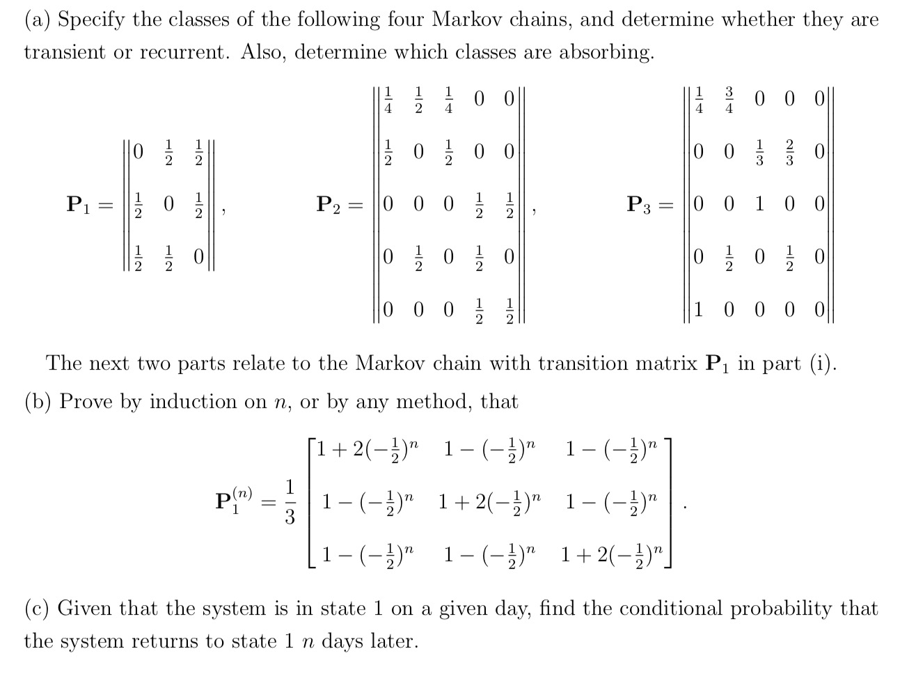 (a) Specify the classes of the following four Markov | Chegg.com