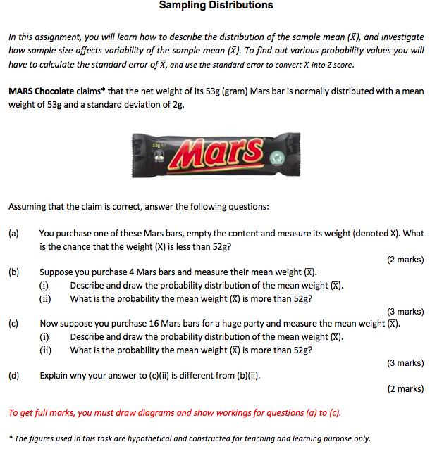 Solved Sampling Distributions In this assignment, you will | Chegg.com
